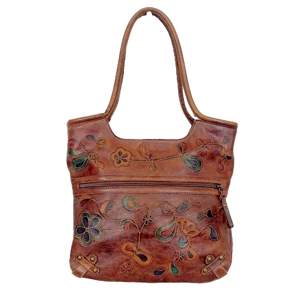abc | Bags | Vintage Boho Floral Paisley Artisan Hand Painted Burnished ...